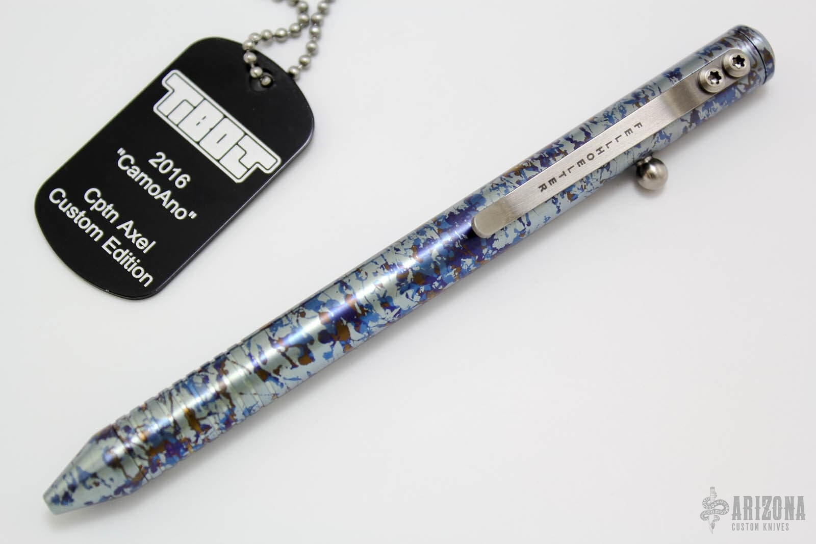 TiBolt Pen - "Captain Axel CamoAno" - Arizona Custom Knives