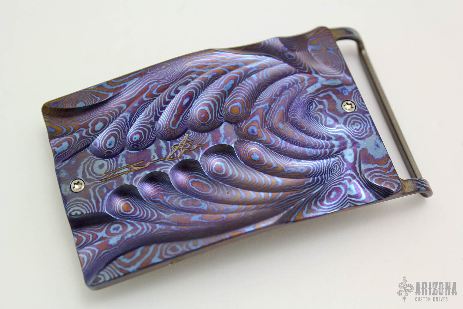 Timascus Belt Buckle - Arizona Custom Knives