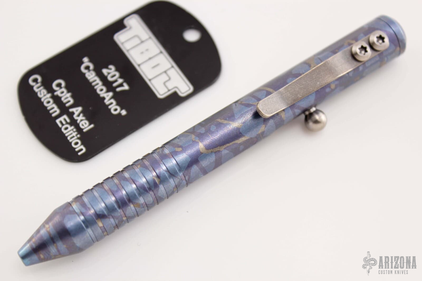 Tiny TiBolt Pen - "Captain Axel CamoAno" - Arizona Custom Knives