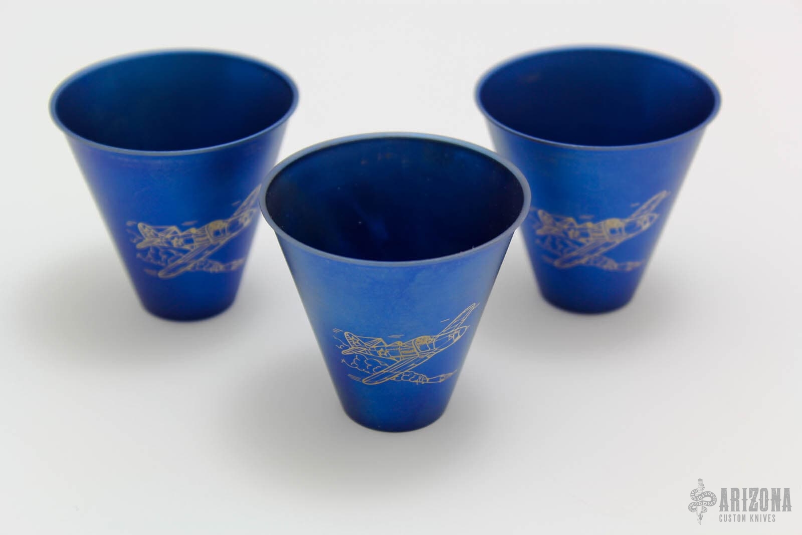 Titanium Shot Glasses - Airplane - Arizona Custom Knives