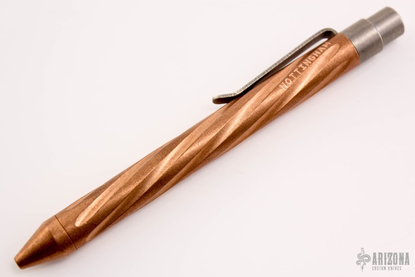 Fluted Copper Clicker Pen - Arizona Custom Knives