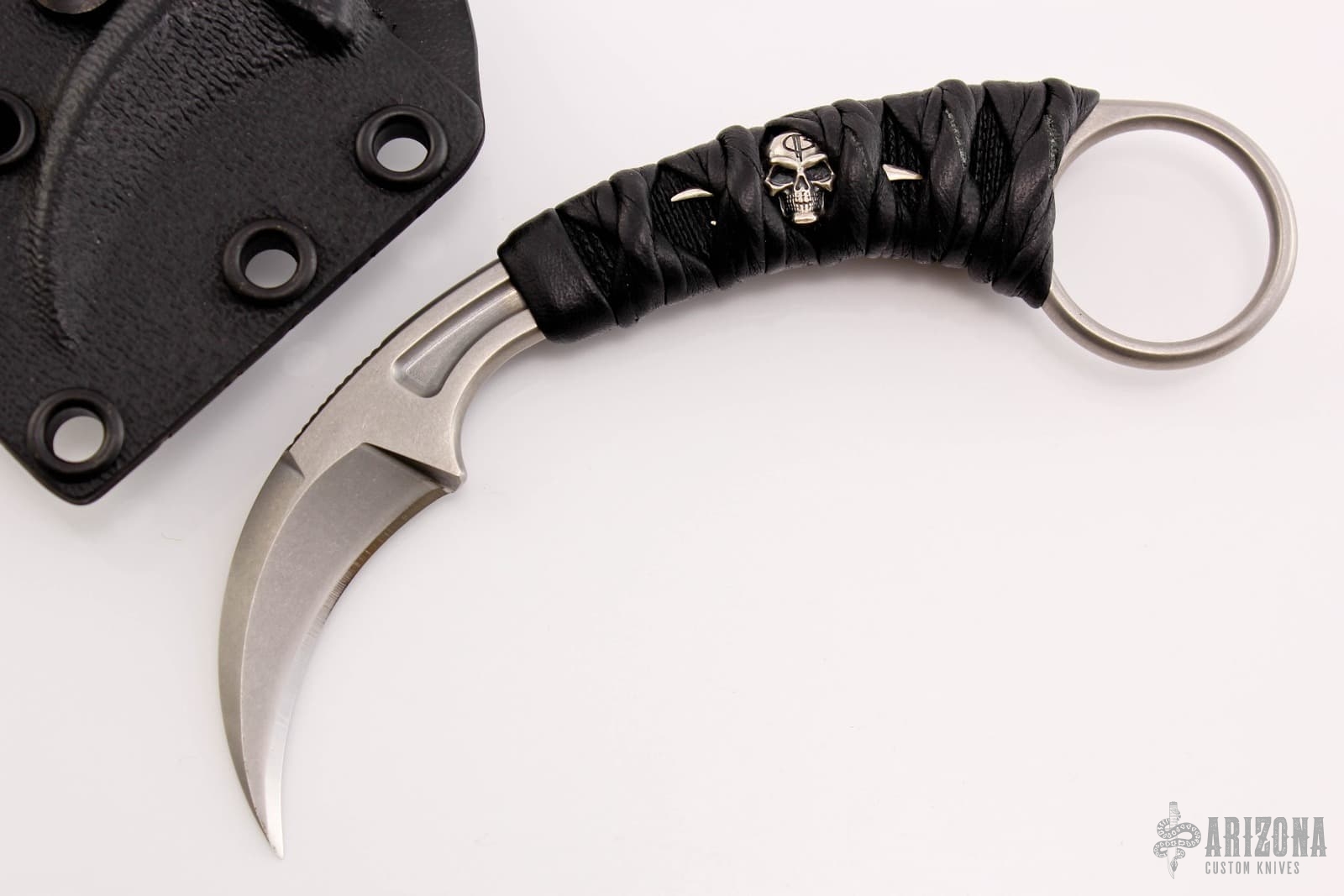 Pika w/ Leather wrap and Silver Menuki - Arizona Custom Knives