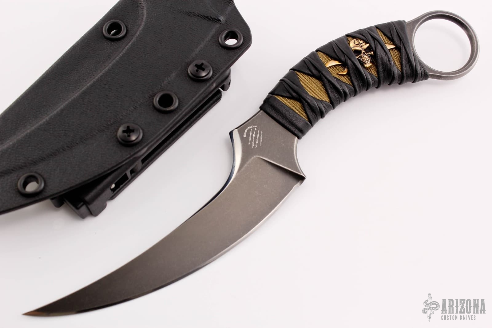 Mako w/ Leather wrap and Menuki - Arizona Custom Knives