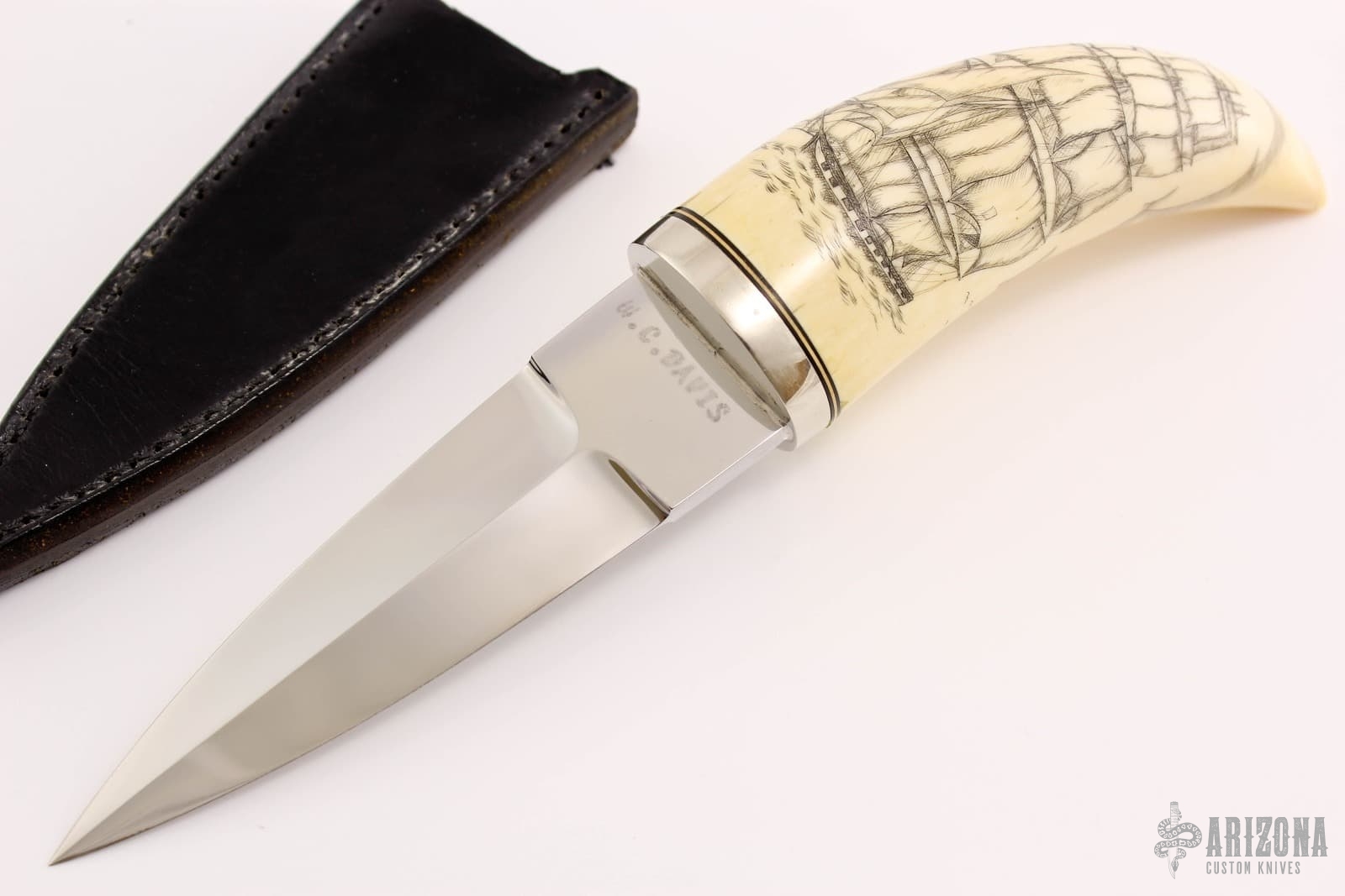 Whale Tooth Dagger with Scrimshaw - Arizona Custom Knives
