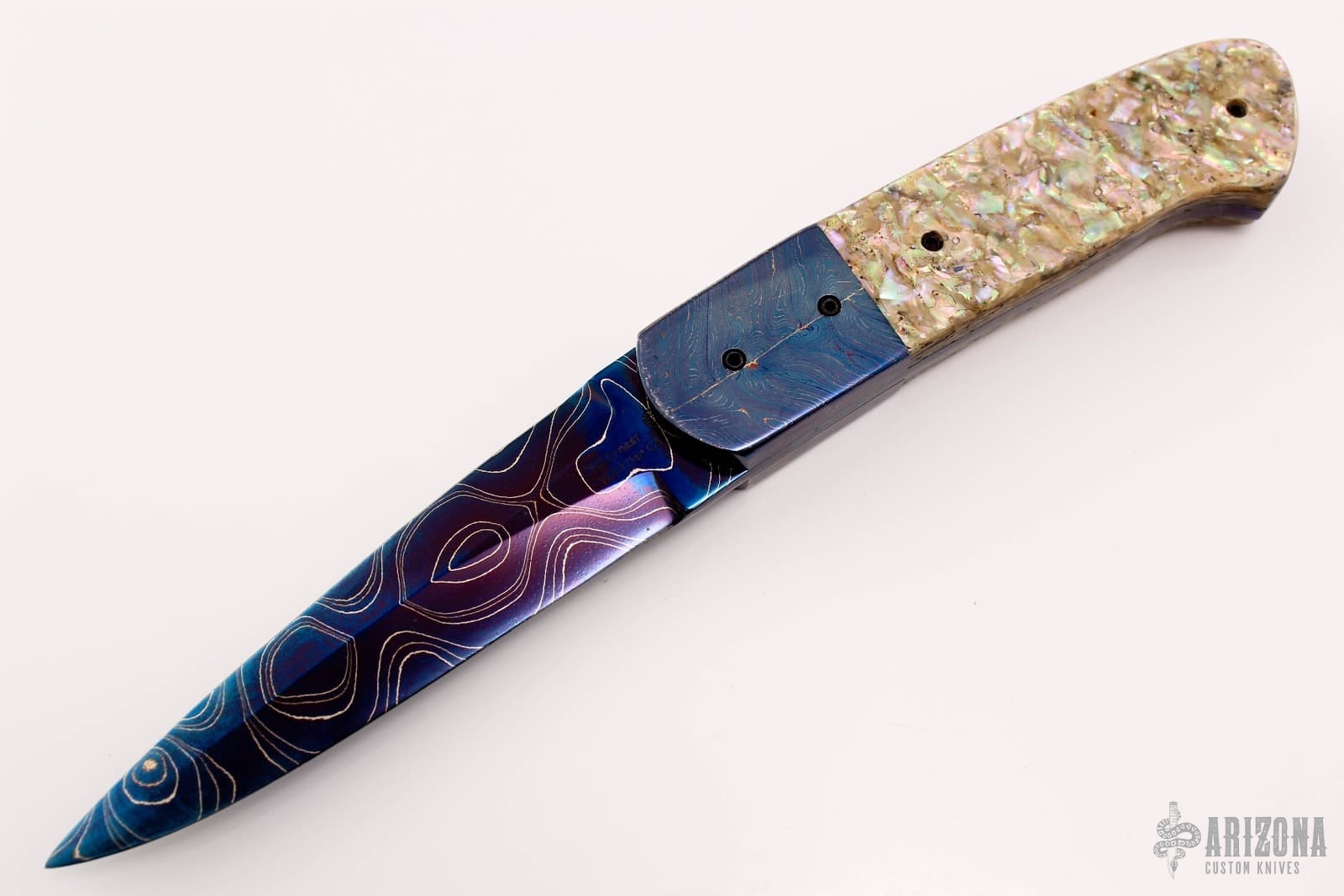 Damascus and Abalone Dagger - Arizona Custom Knives