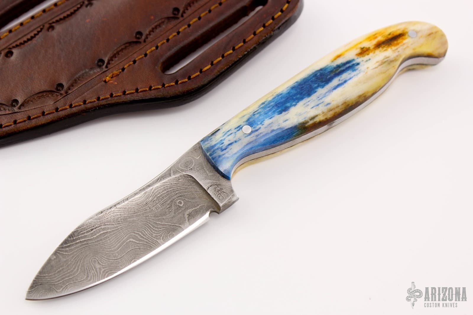 Damascus and Giraffe Bone - Arizona Custom Knives