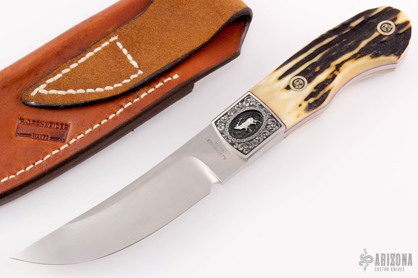 Engraved Stag Skinner - Arizona Custom Knives