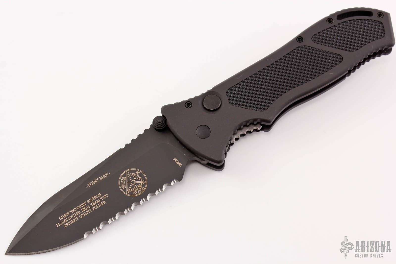 Watson "Trident" Serrated Black Auto - Arizona Custom Knives