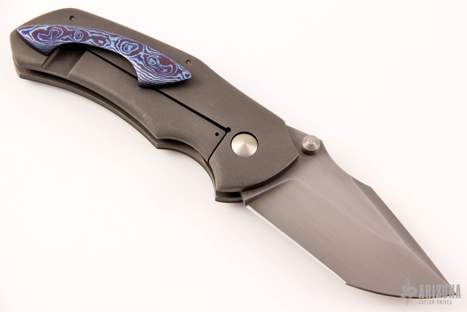 Jam with White Timascus Clip and Backspacer - Arizona Custom Knives