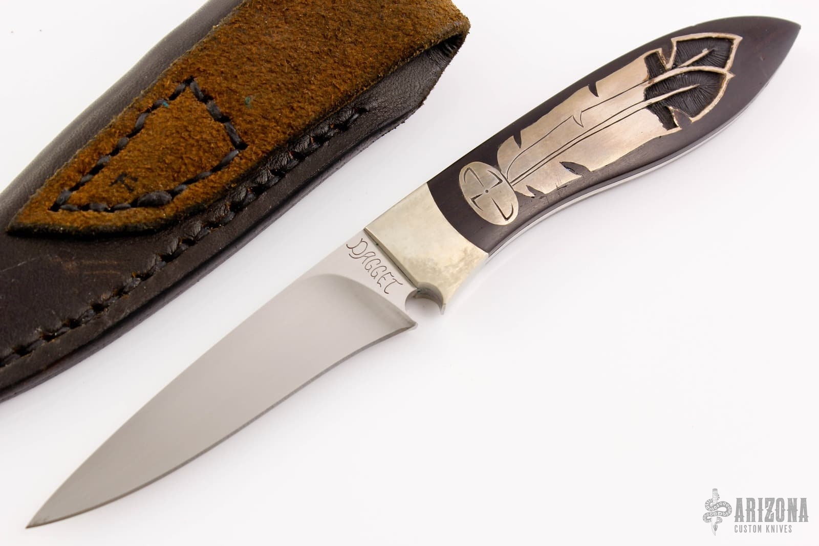 Small Fixed Blade - Silver Feather Inlays - Arizona Custom Knives