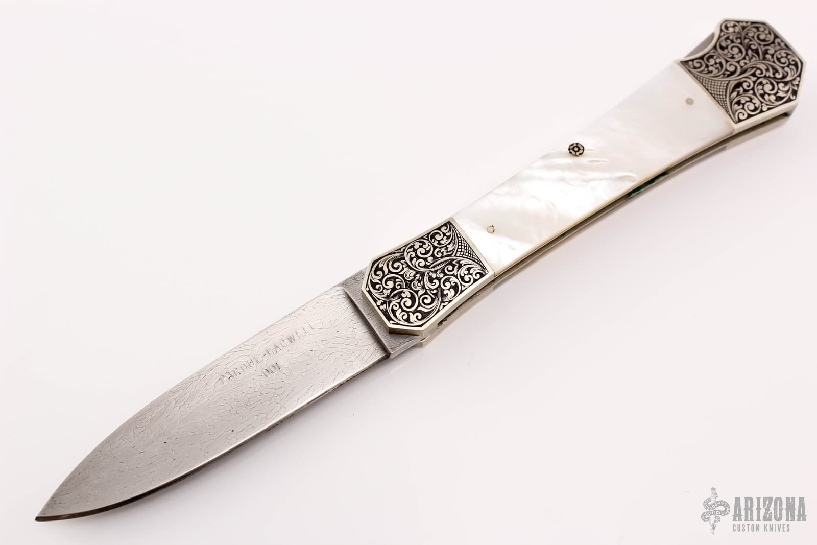Cable Damascus Coffin Lockback #001 - Arizona Custom Knives