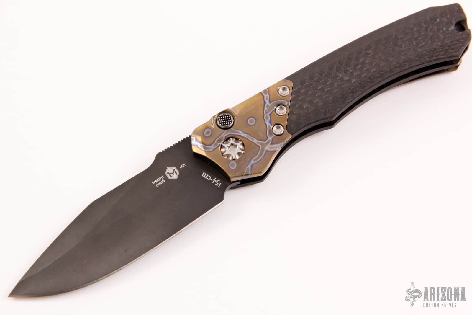 Wraith Auto - Carbon Fiber and Flamed Ti - Arizona Custom Knives