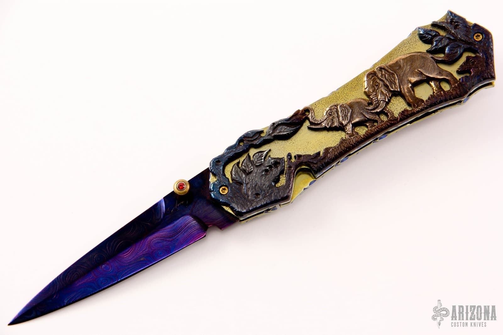 Carved Titanium Framelock - Arizona Custom Knives