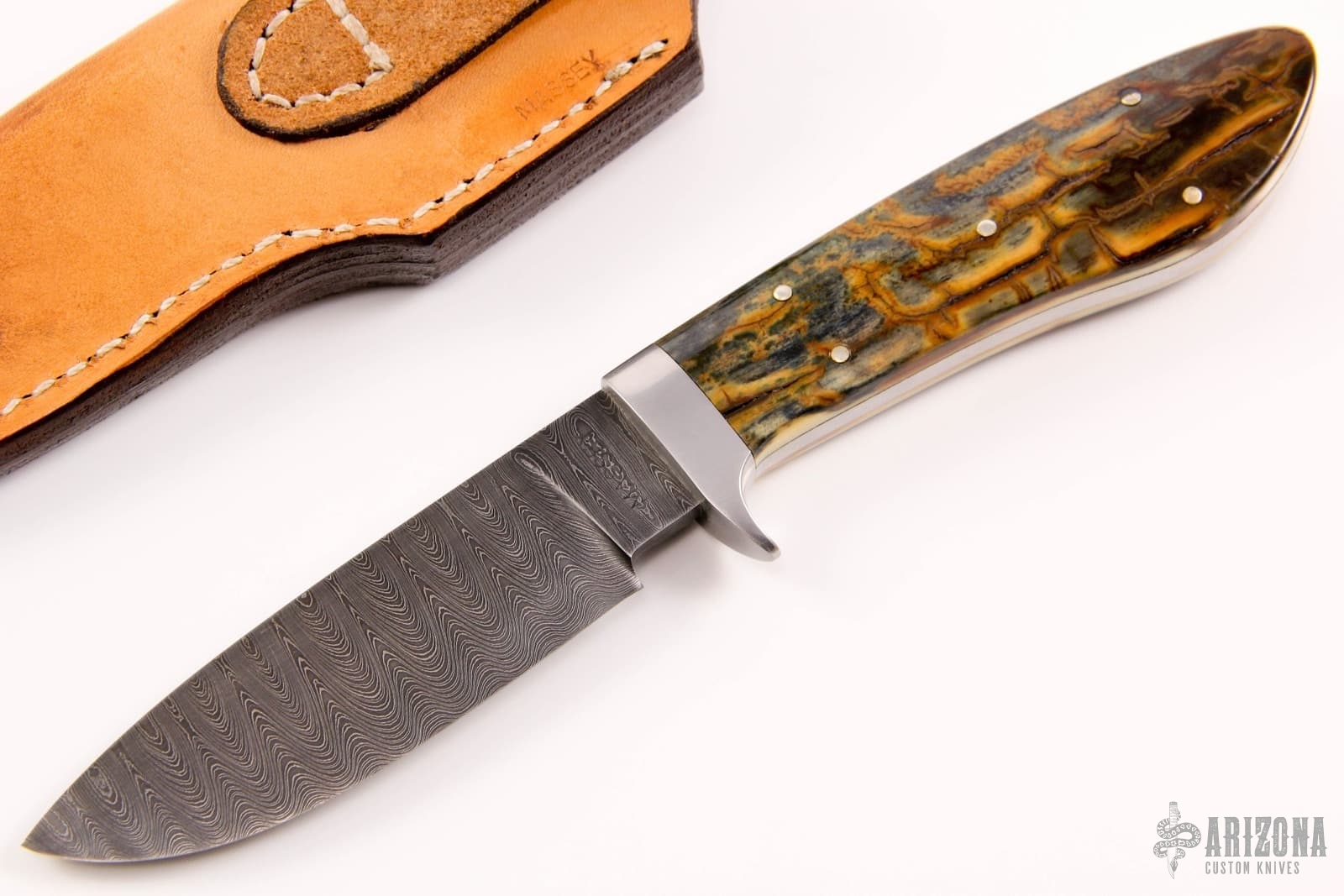 Damascus and Mammoth Ivory Hunter - Arizona Custom Knives