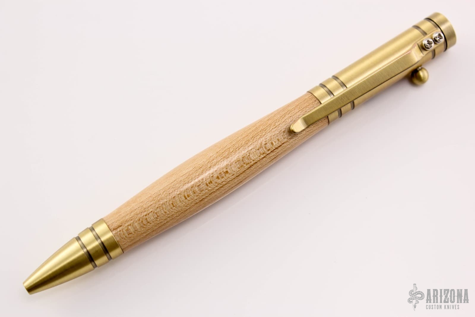 Maple and Bronze Bolt Action Pen/stylus | Arizona Custom Knives