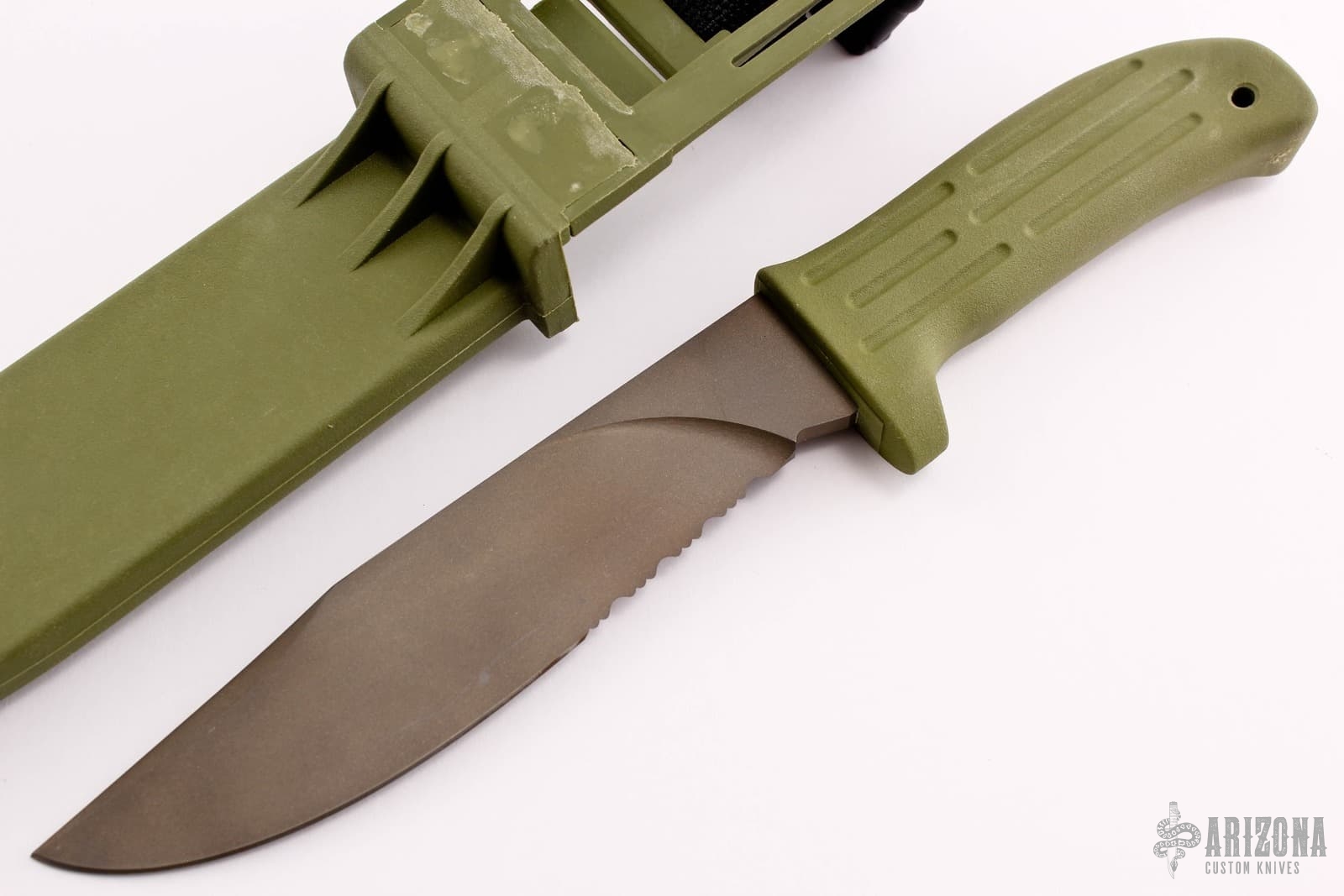 MPK Prototype w/ OD Green Handle and Sheath - Arizona Custom Knives