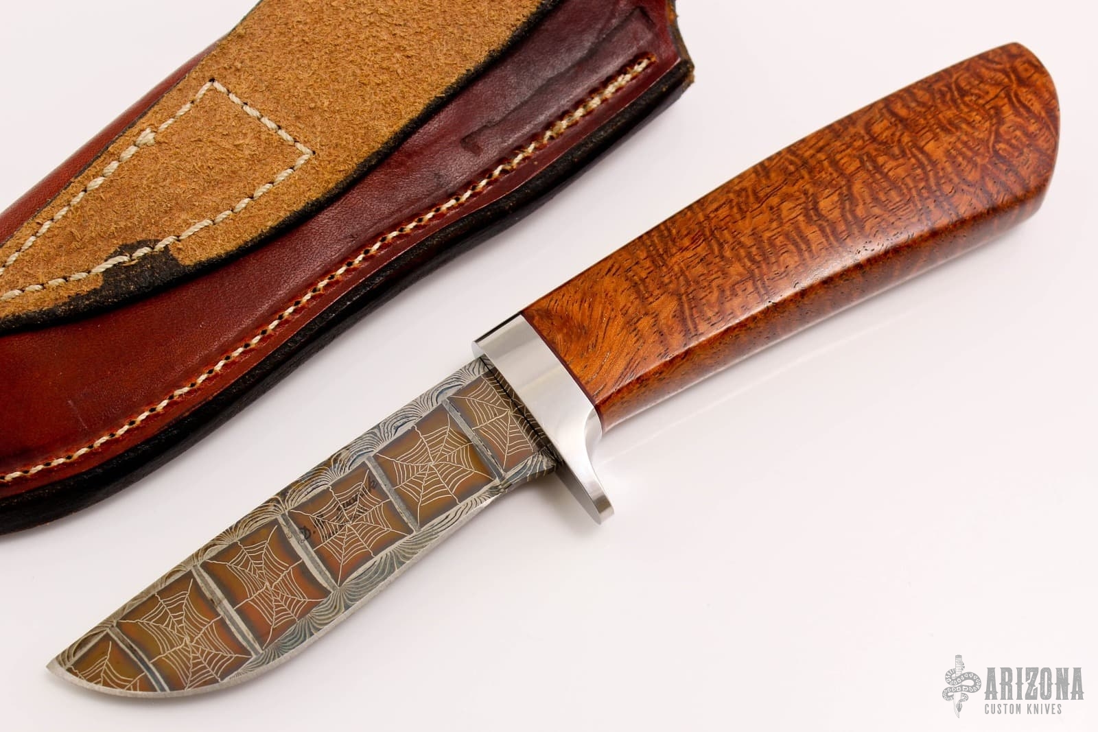 Mosaic Damascus Hunter - Spiderweb - Arizona Custom Knives