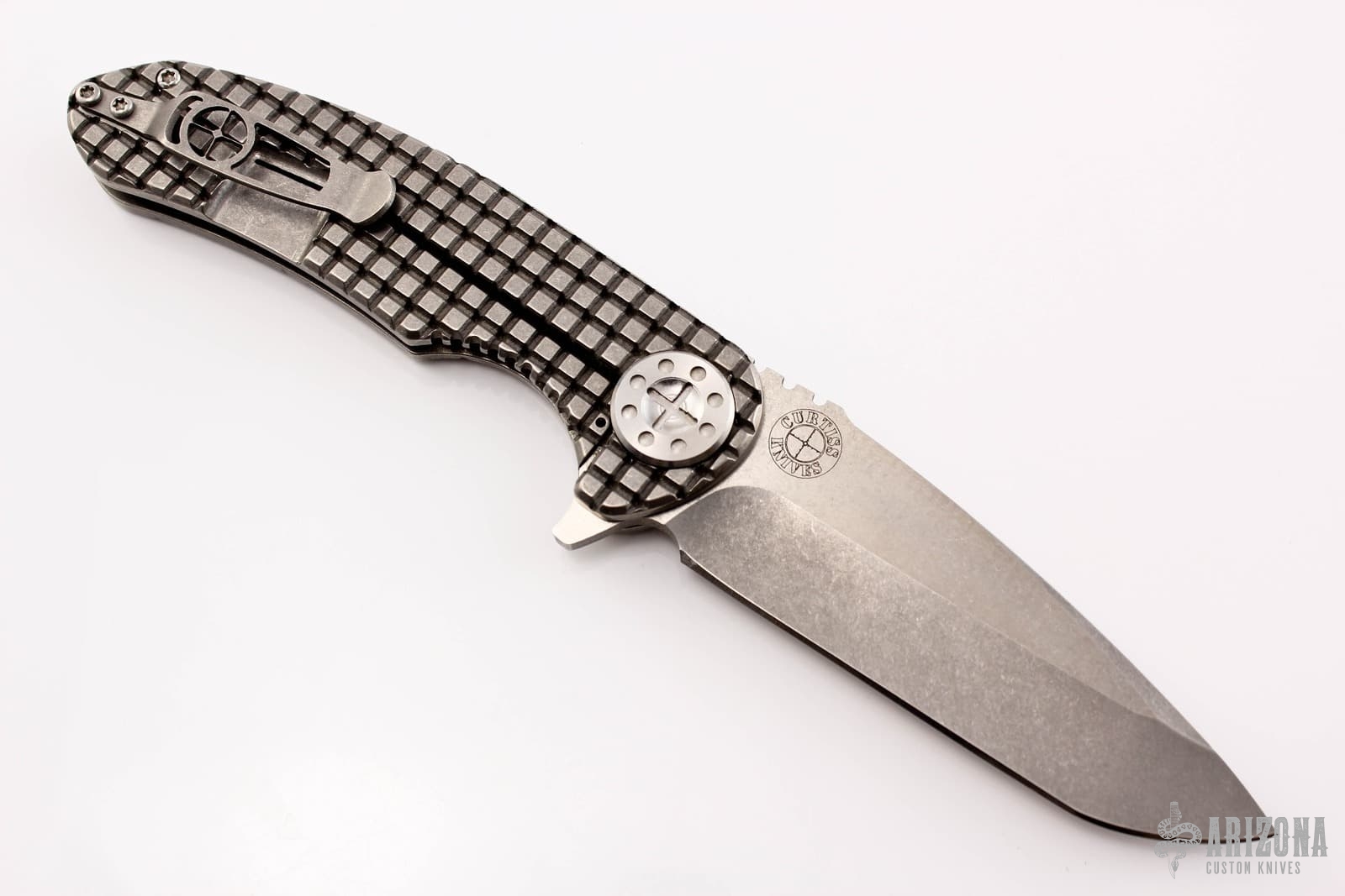 F3 Flipper - " w/ Frag Pattern Titanium Frame - Arizona Custom Knives